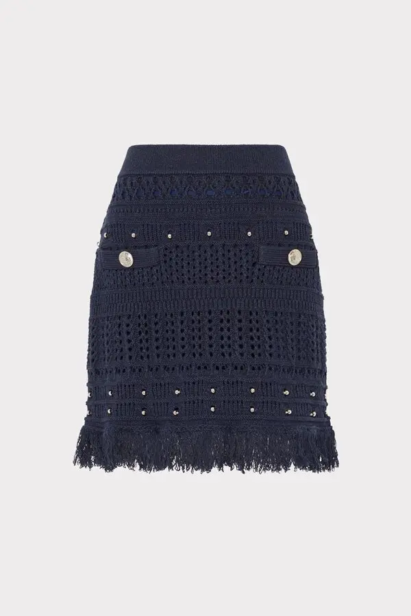 MILLY Beaded Fringe Mini Skirt