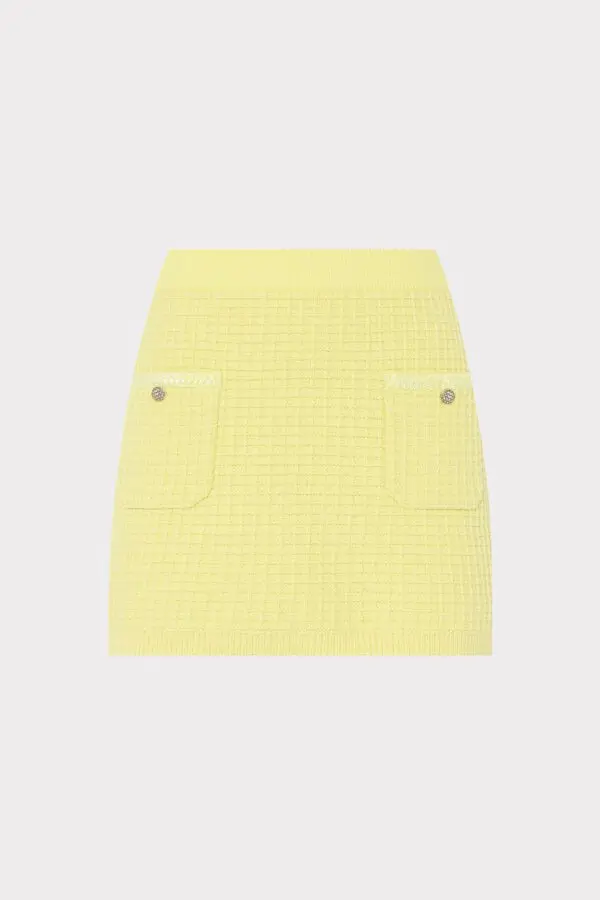 MILLY Saige Textured Mini Skirt - Light Yellow