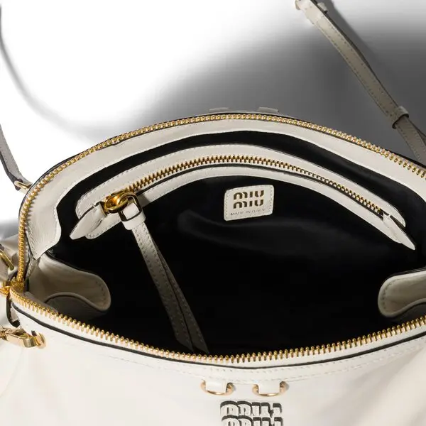 Miu Miu Caprice Shiny Leather Clutch - White