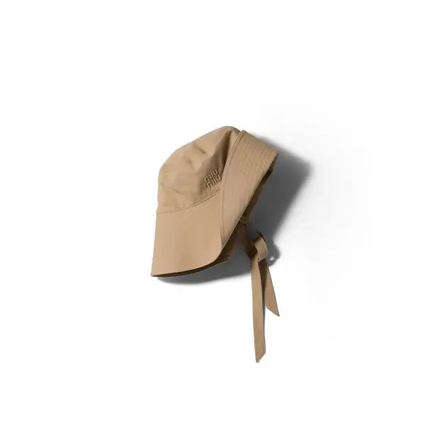Miu Miu Wide-brimmed Poplin Bucket Hat - Sand Beige