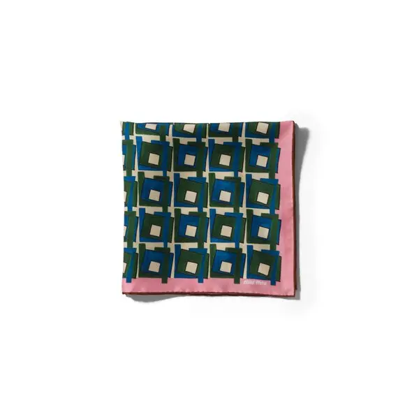 Miu Miu Printed Silk Scarf - Pink/laurel Green