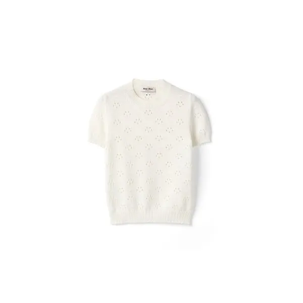Miu Miu Cotton Crew-neck Sweater - White