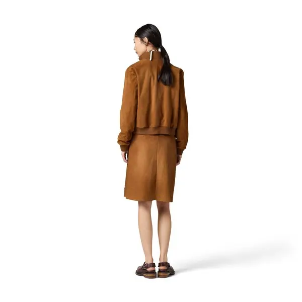 Miu Miu Waxed Suede Skirt - Barley