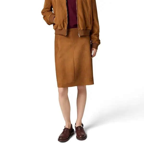 Miu Miu Waxed Suede Skirt - Barley