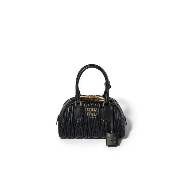 Miu Miu Arcadie Matelassé Nappa Leather Bag - Black