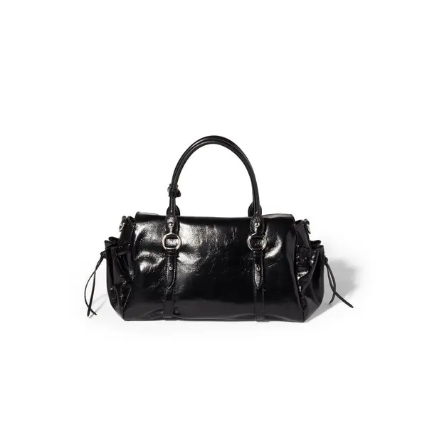 Miu Miu Shiny Leather Handbag - Black