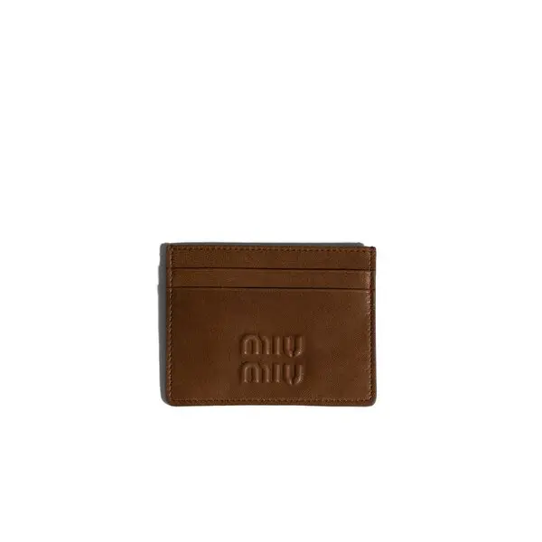 Miu Miu Nappa Leather Card Holder - Oak