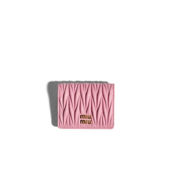 Miu Miu Small Matelassé Nappa Leather Wallet - Pink