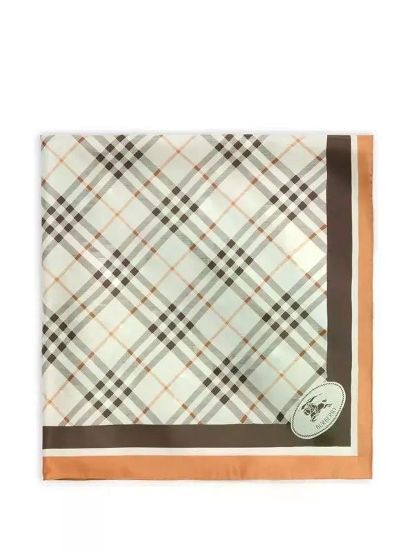 Burberry Check Knight Stamp Silk Scarf - Neutrals