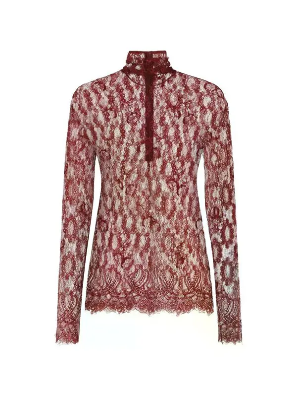 Dolce & Gabbana Chantilly Lace Top - Red
