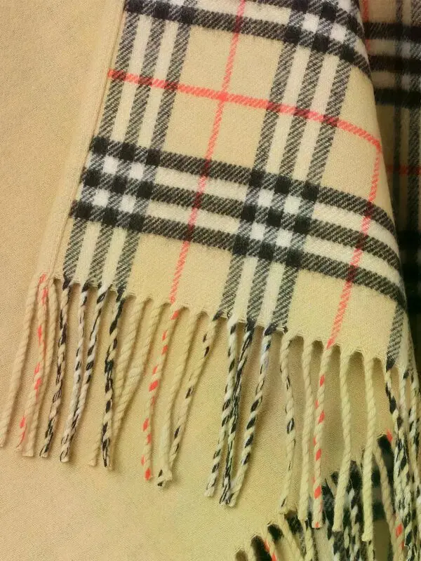 Burberry Reversible Check Wool Cape With Fringed Edges - Neutrals