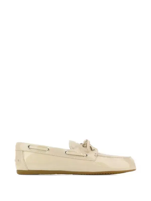 Miu Miu Leather Tie Loafers - Neutrals