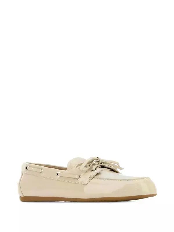 Miu Miu Leather Tie Loafers - Neutrals