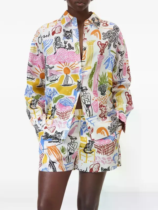 Closed Oversized Printed Shirt