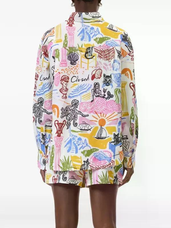 Closed Oversized Printed Shirt