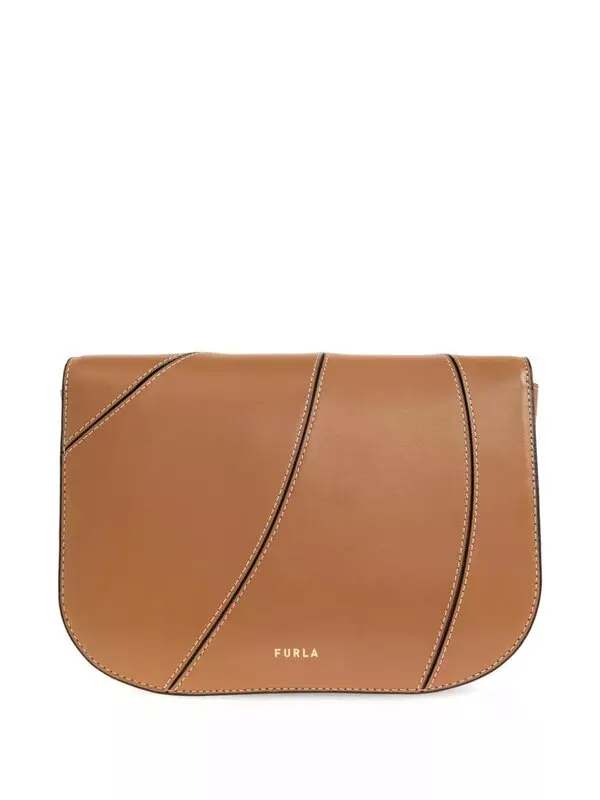 Furla Sfera Small Shoulder Bag With Topstitch And Turn-lock - Brown