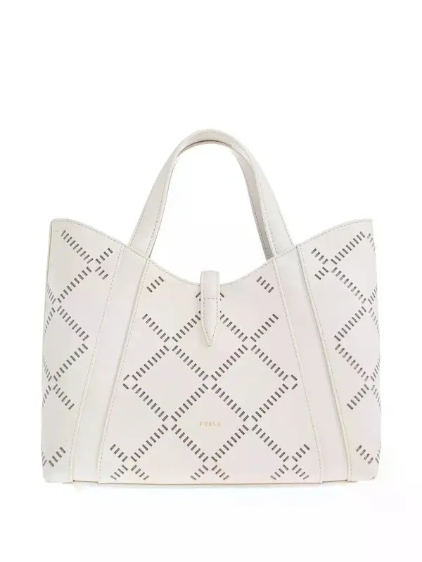 Furla Goccia Perforated Handle Small Tote Bag - White