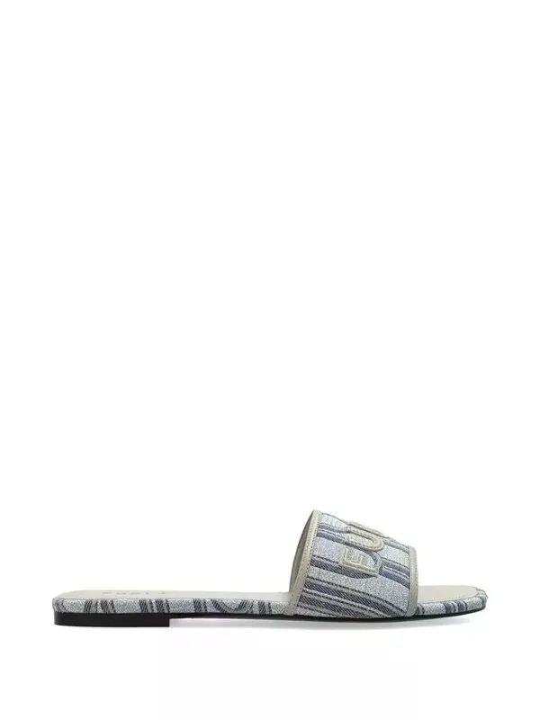 Furla Logo Striped Flat Sandals - Grey