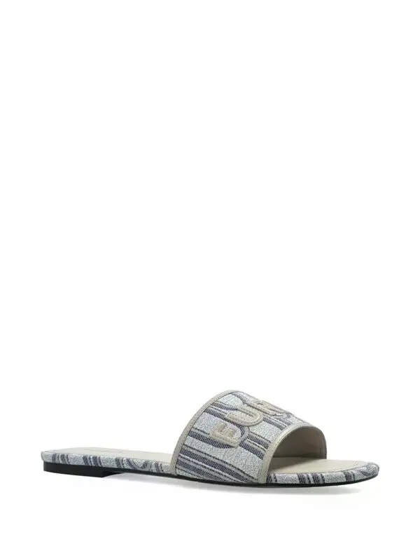 Furla Logo Striped Flat Sandals - Grey