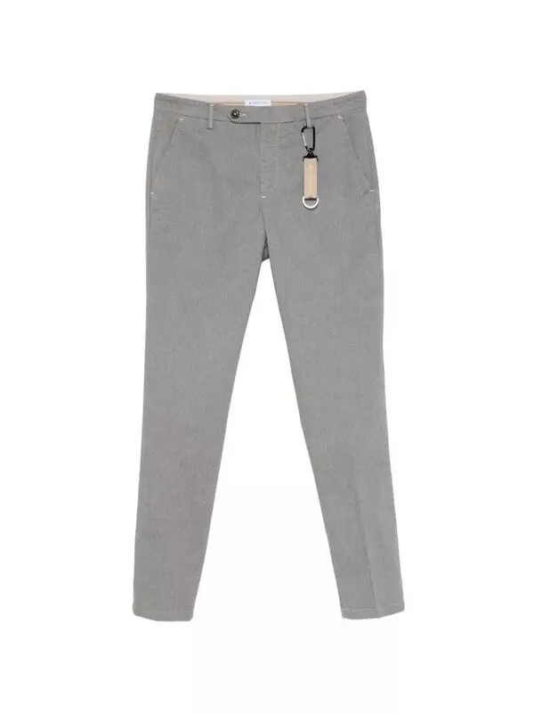 MANUEL RITZ Slim Fit Textured Trousers - Grey