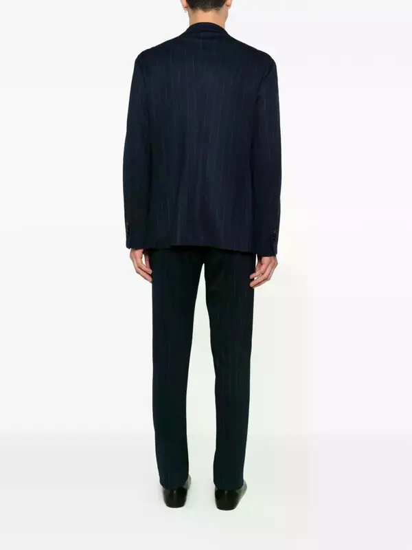 MANUEL RITZ Double-breasted Striped Suit - Blue