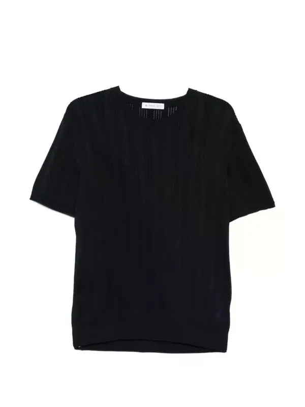 MANUEL RITZ Vertical Stripe Perforated T-shirt