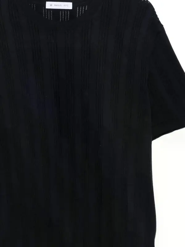 MANUEL RITZ Vertical Stripe Perforated T-shirt