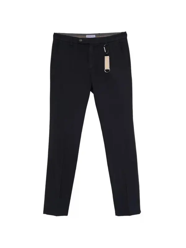 MANUEL RITZ Micro-texture Slim-fit Trousers - Black