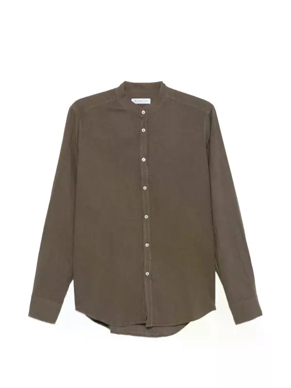 MANUEL RITZ Collared Cotton Linen Shirt - Green