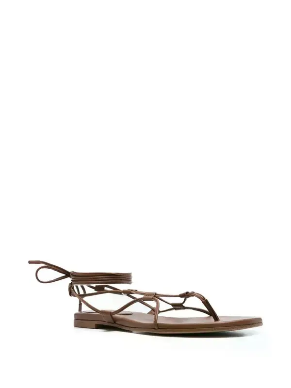 GIANVITO ROSSI Tie-fastening Flat Sandals - Brown