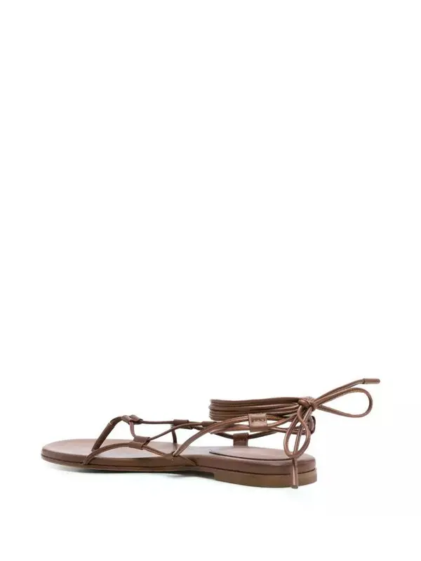 GIANVITO ROSSI Tie-fastening Flat Sandals - Brown
