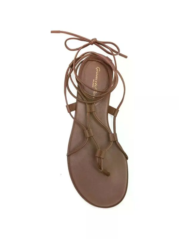 GIANVITO ROSSI Tie-fastening Flat Sandals - Brown