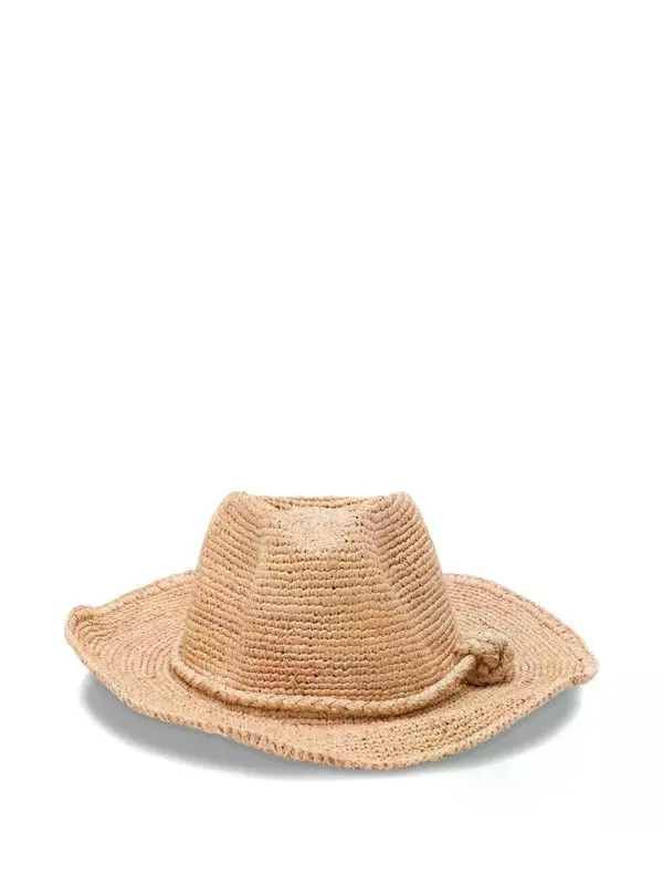 IBELIV Raffia Hat With Knotted Detail - Neutrals