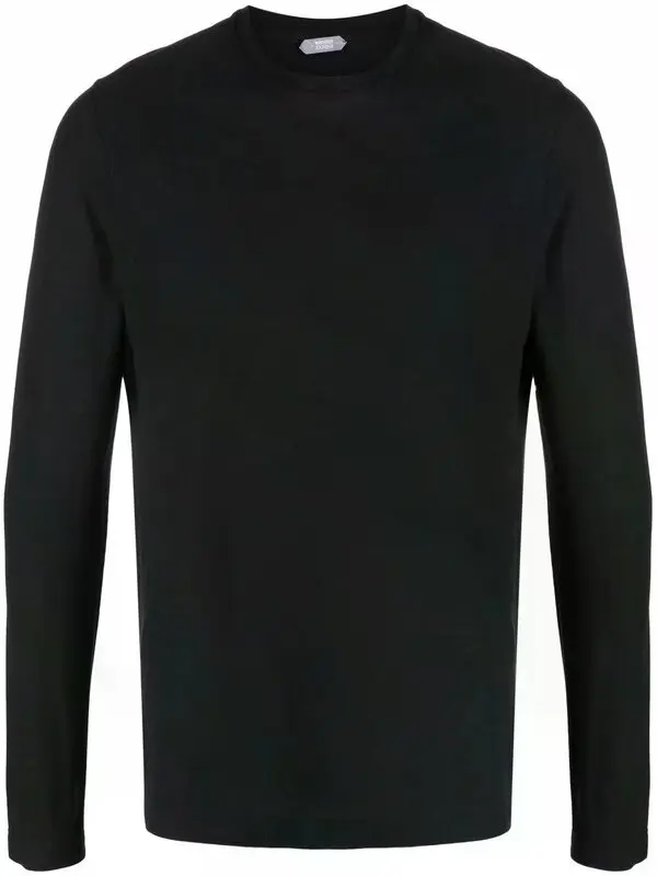 ZANONE Long-sleeved Cotton T-shirt - Black
