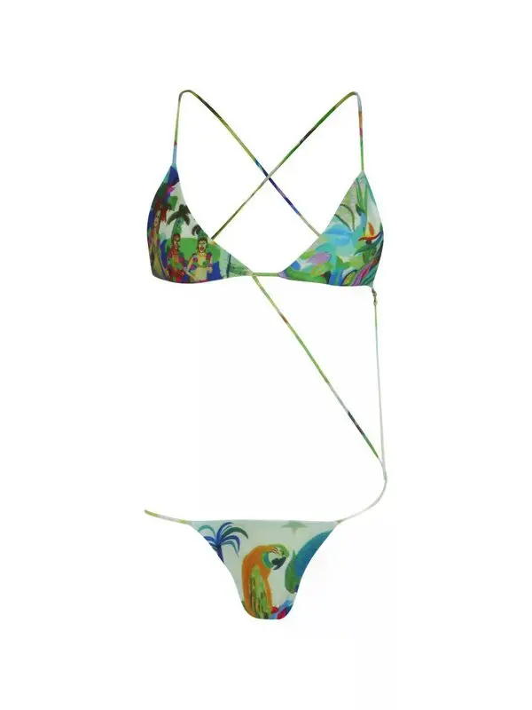 AMIR SLAMA Printed Tie Bikini - Green