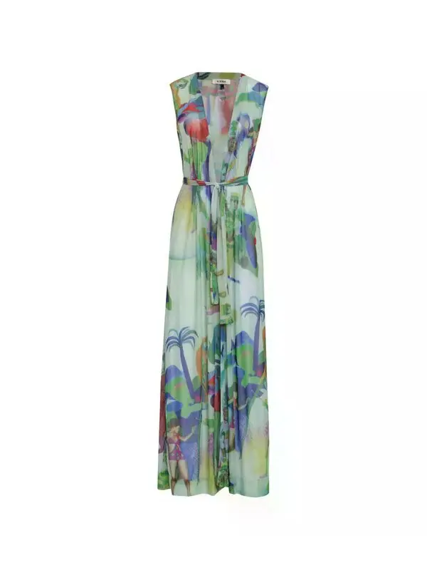 AMIR SLAMA Printed Maxi Dress - Green