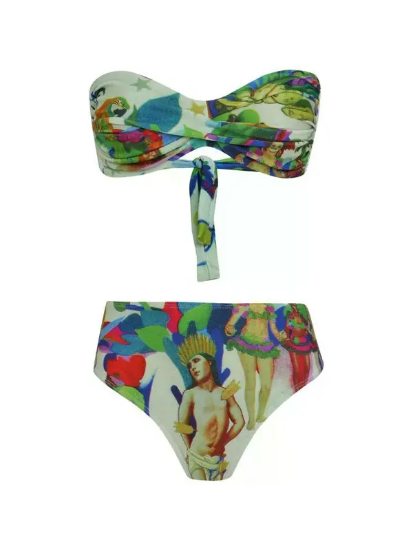 AMIR SLAMA Printed Tie Bikini - Green