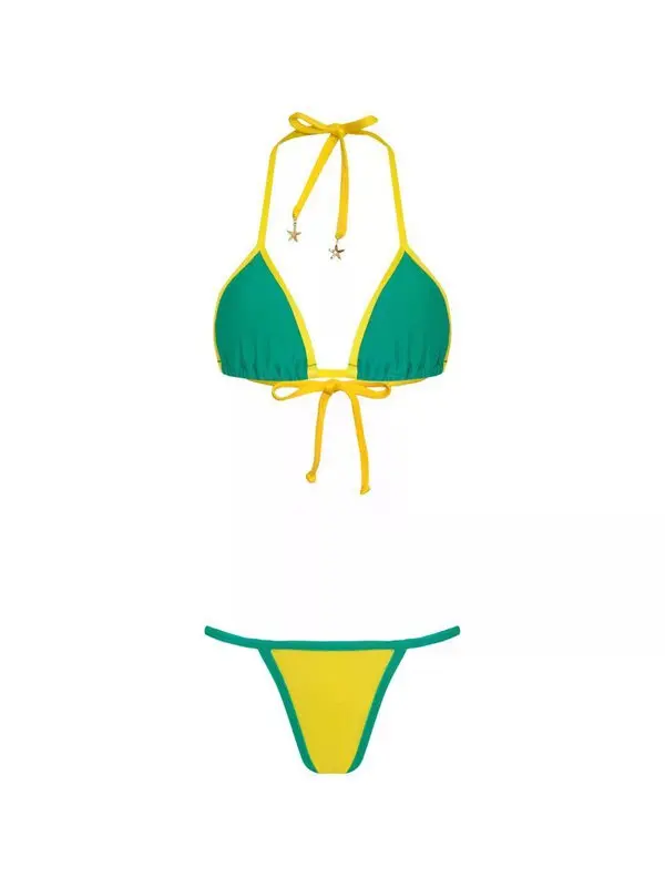 AMIR SLAMA Star-embellished Triangle Bikini - Yellow