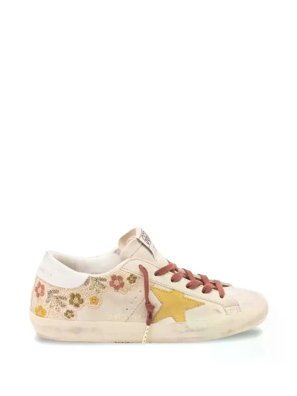 GOLDEN GOOSE Beige Bos Taurus Floral Detail Sneakers - Neutrals