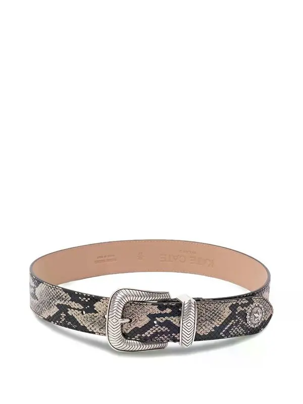KATE CATE Python Print Leather Belt - Black