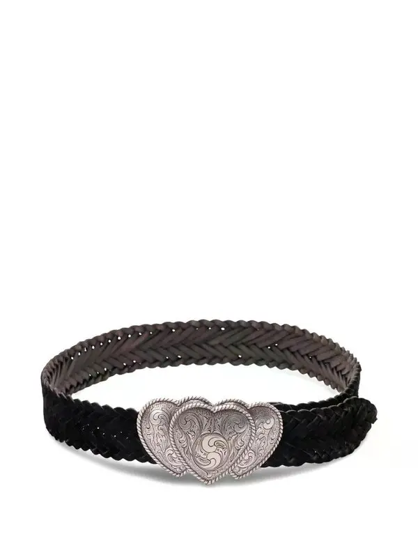 KATE CATE Queen Of Hearts Buckle Belt - Black