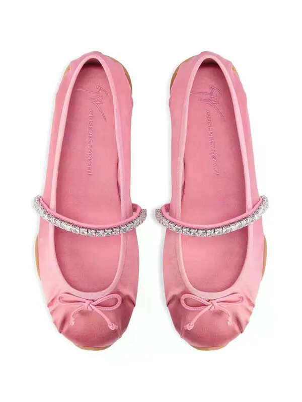 GIUSEPPE ZANOTTI Rhinestone Bow Ballet Flat - Pink
