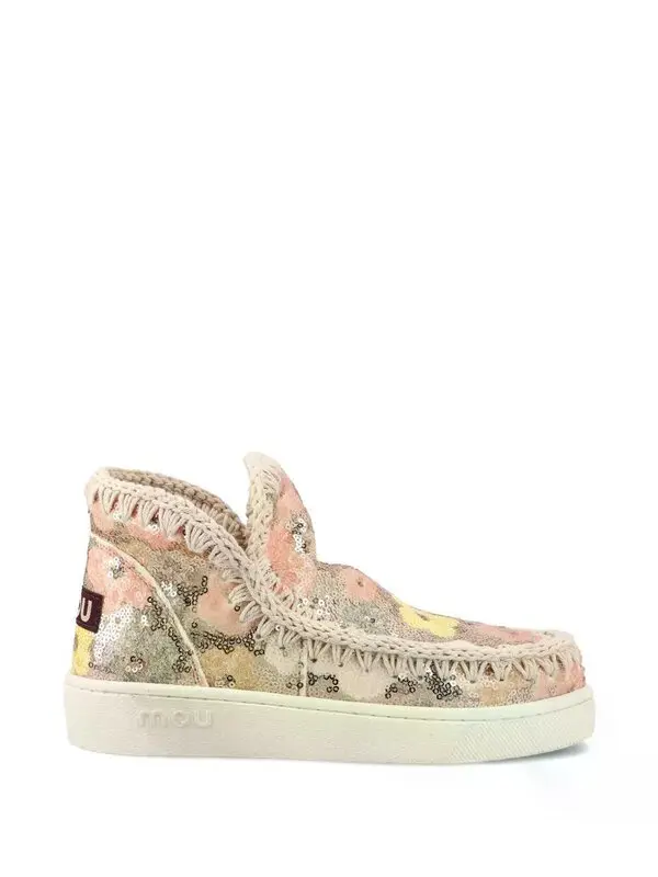 Mou Sequin-embellished Floral Ankle Boots