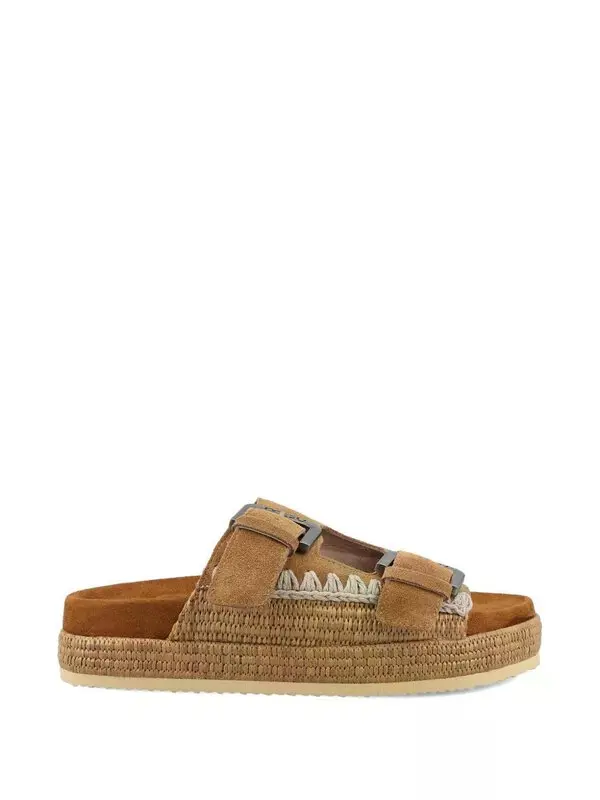 Mou Buckle Detail Sandals - Brown