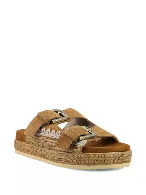 Mou Buckle Detail Sandals - Brown