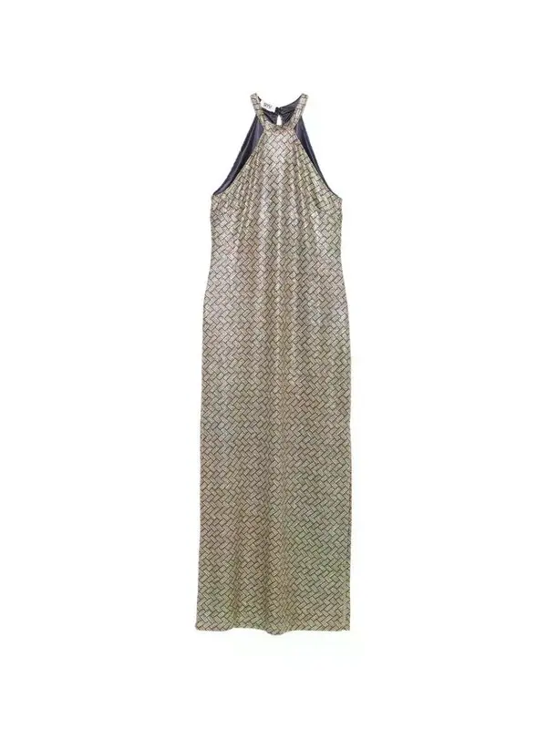 SIYU Basketweave-pattern Maxi Dress - Gold