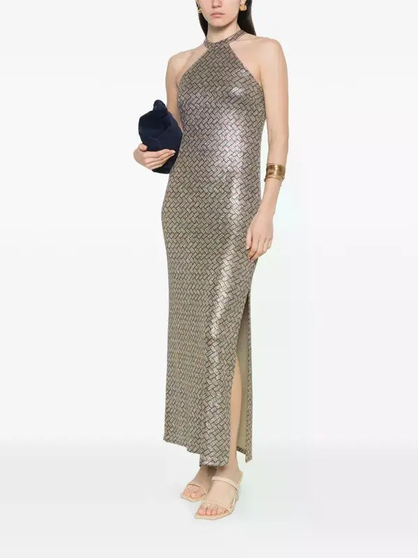 SIYU Basketweave-pattern Maxi Dress - Gold