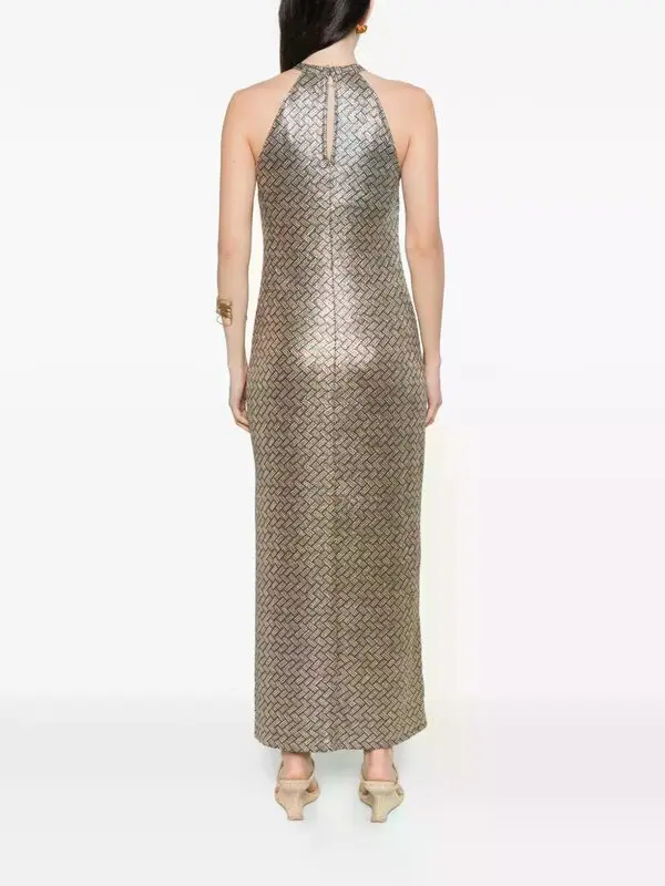 SIYU Basketweave-pattern Maxi Dress - Gold