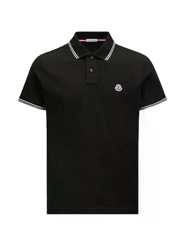 Moncler Logo-patch Cotton Polo Shirt - Black