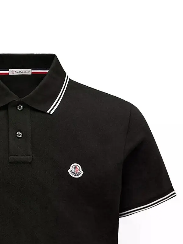 Moncler Logo-patch Cotton Polo Shirt - Black